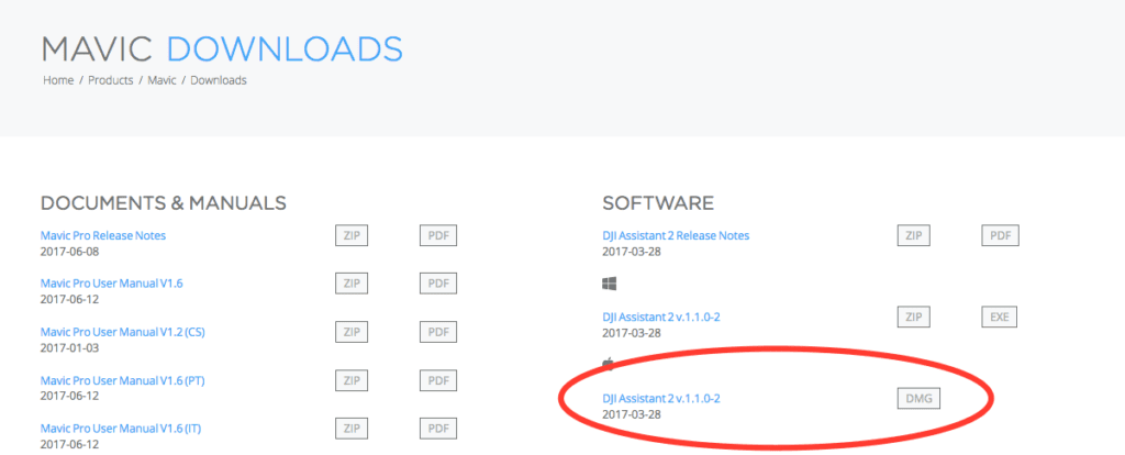 DJI Assistant 2 Download für den Mac (und für Windows)