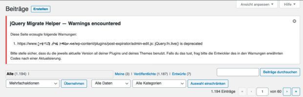WordPress 5.5 Probleme? "jQuery Migrate Helper Plugin" könnte helfen