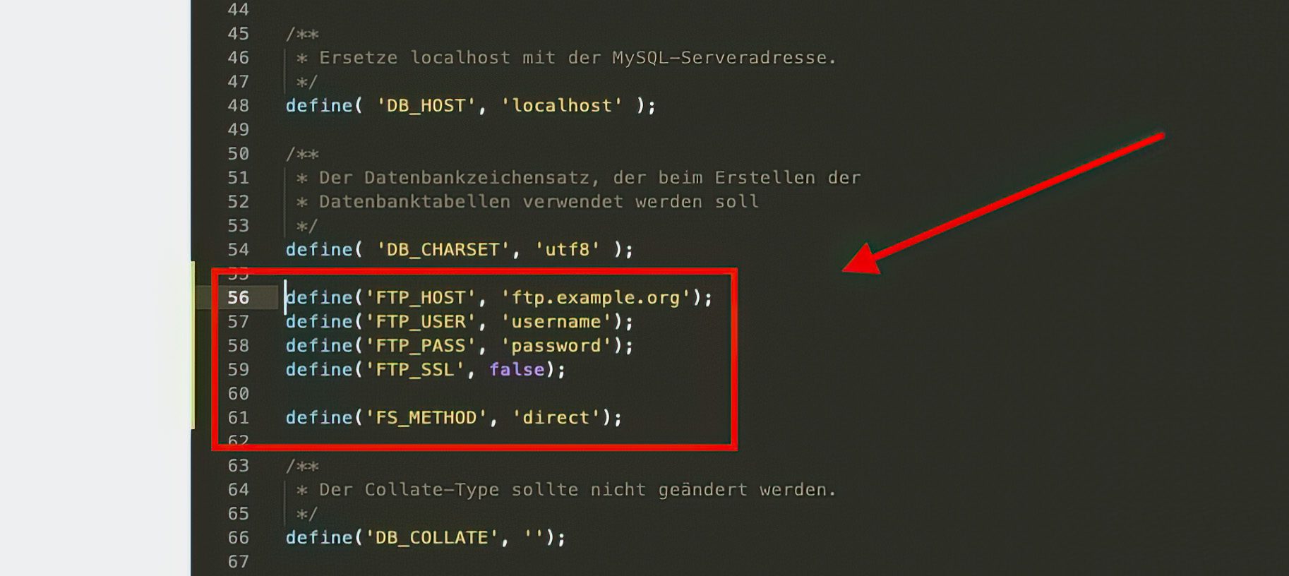 WordPress: FTP-Zugang in der wp-config.php hinterlegen